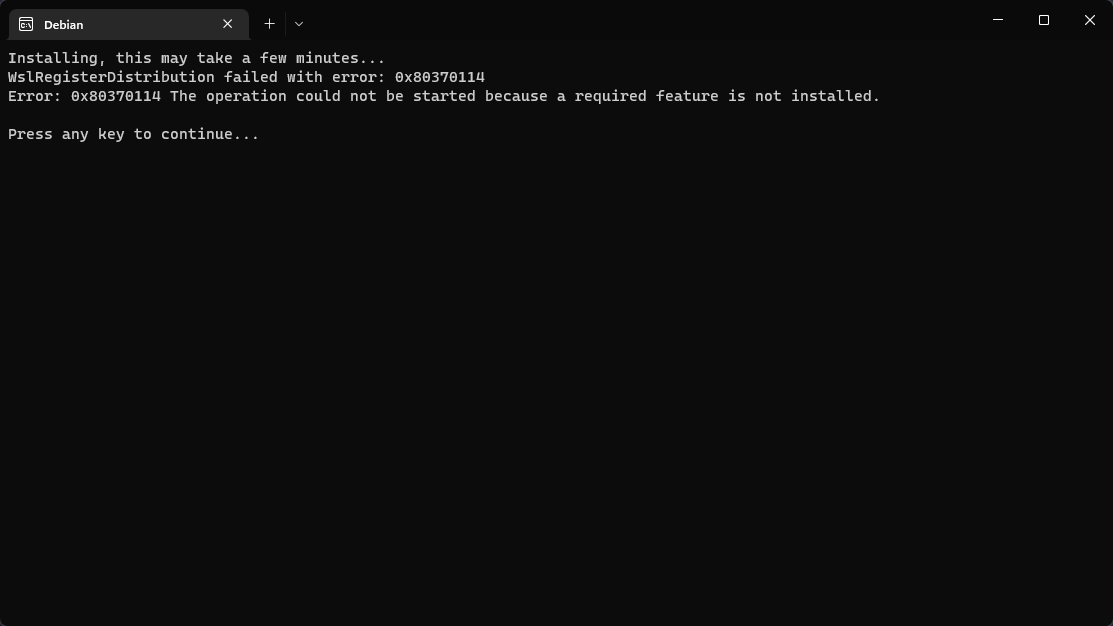 `wsl --install Debian` shows that, same with ubuntu - Pterodactyl ...