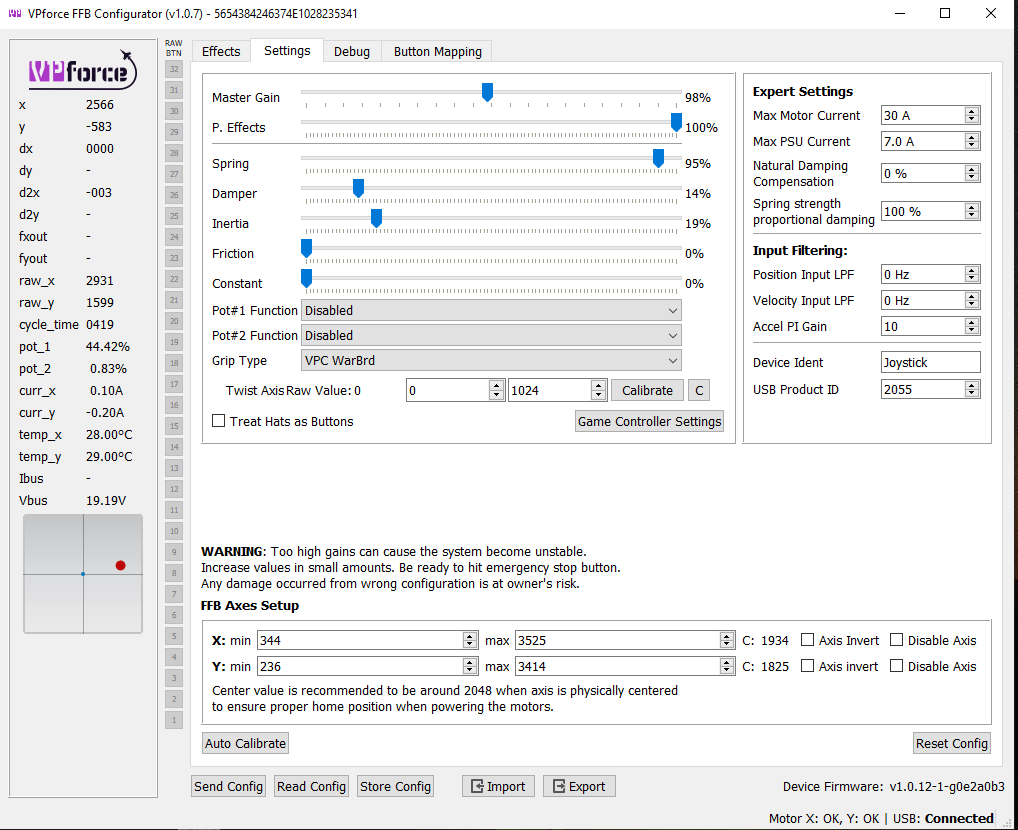 what kind of settings? - VPforce Controls