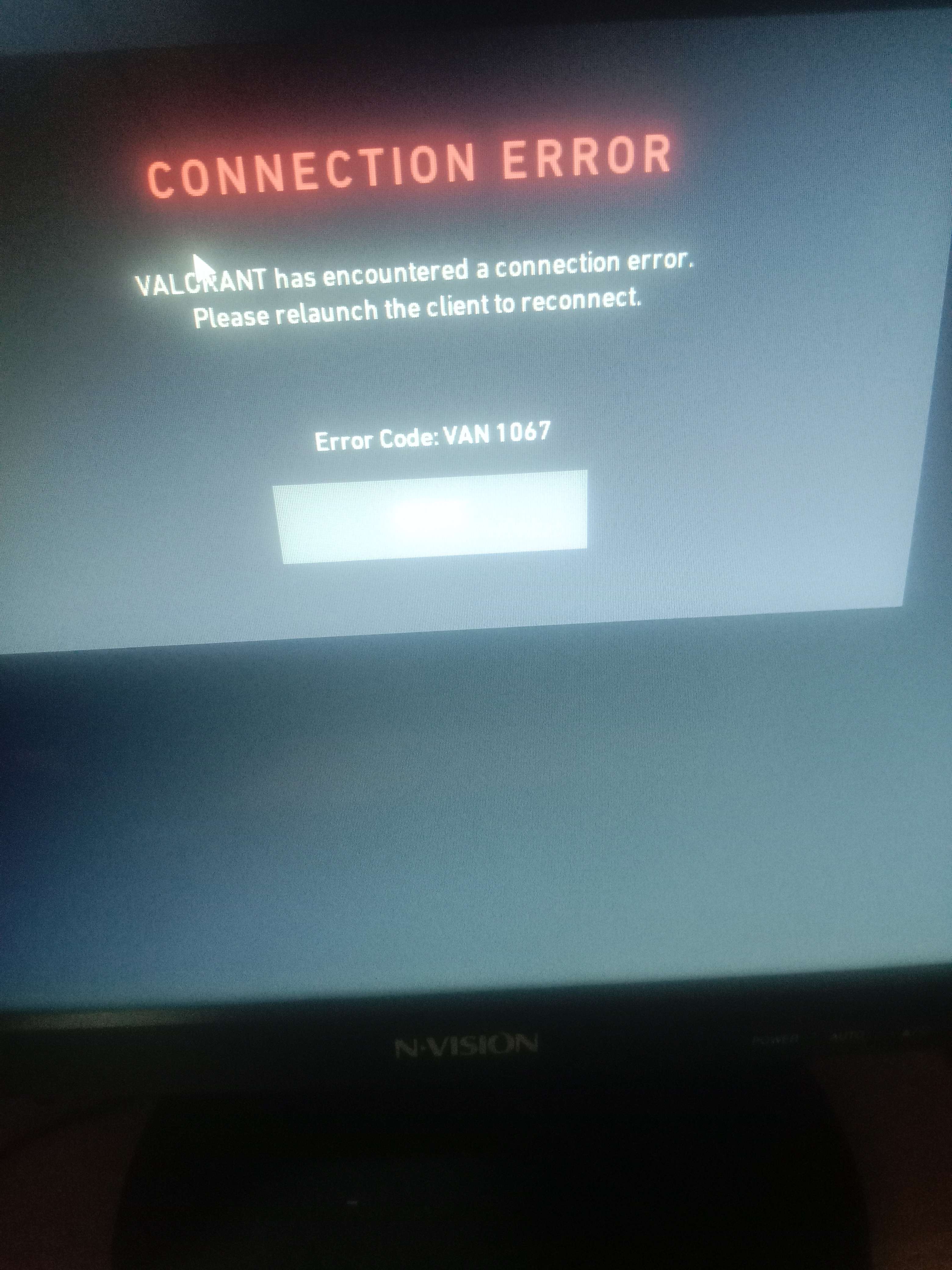 ERROR: Van Code 1067 - VALORANT