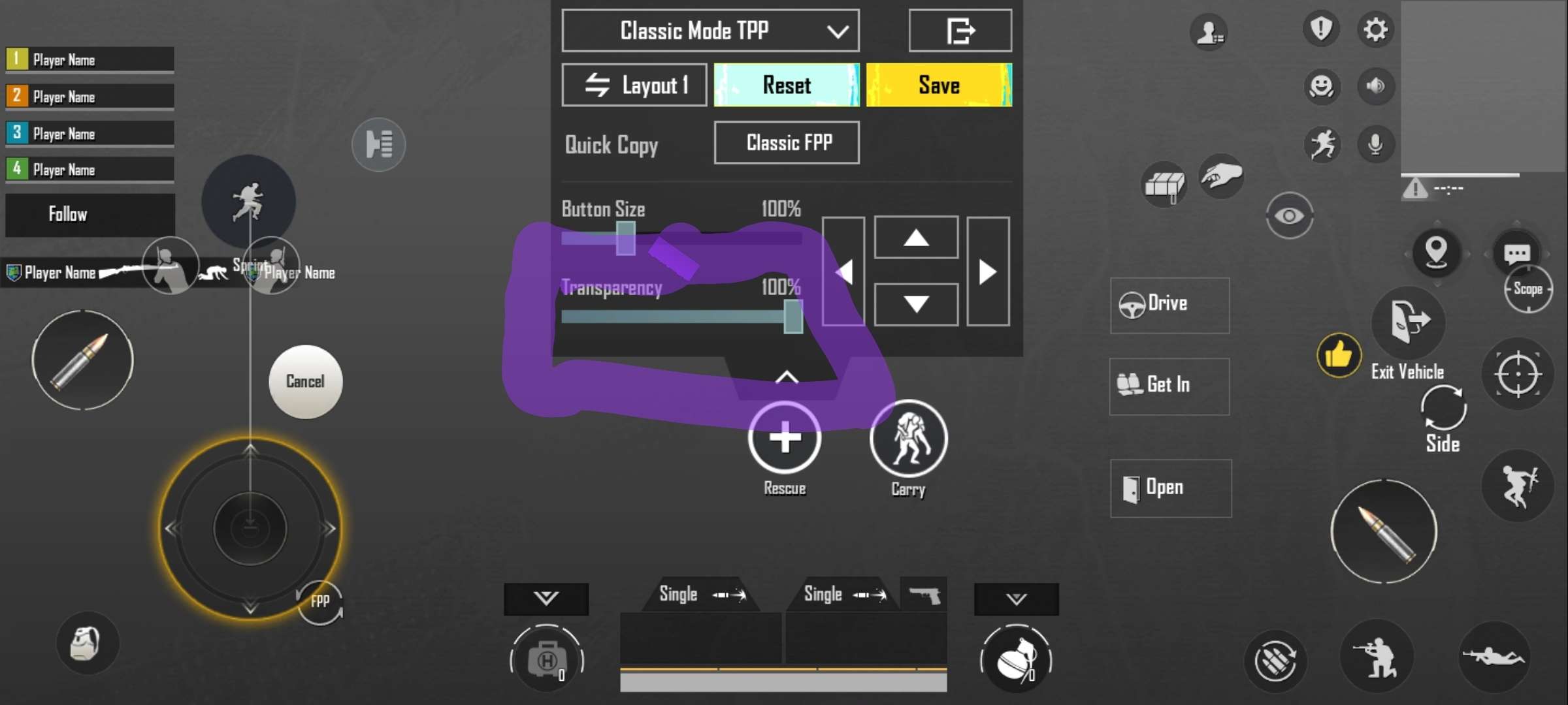 how to turn on the invisible control gameplay button? - PUBG MOBILE
