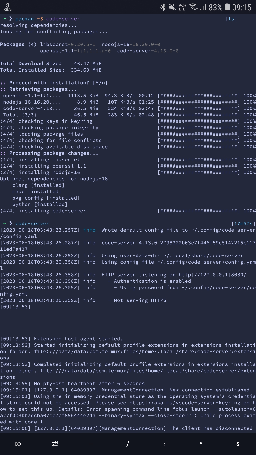 code-server installation issue - Termux