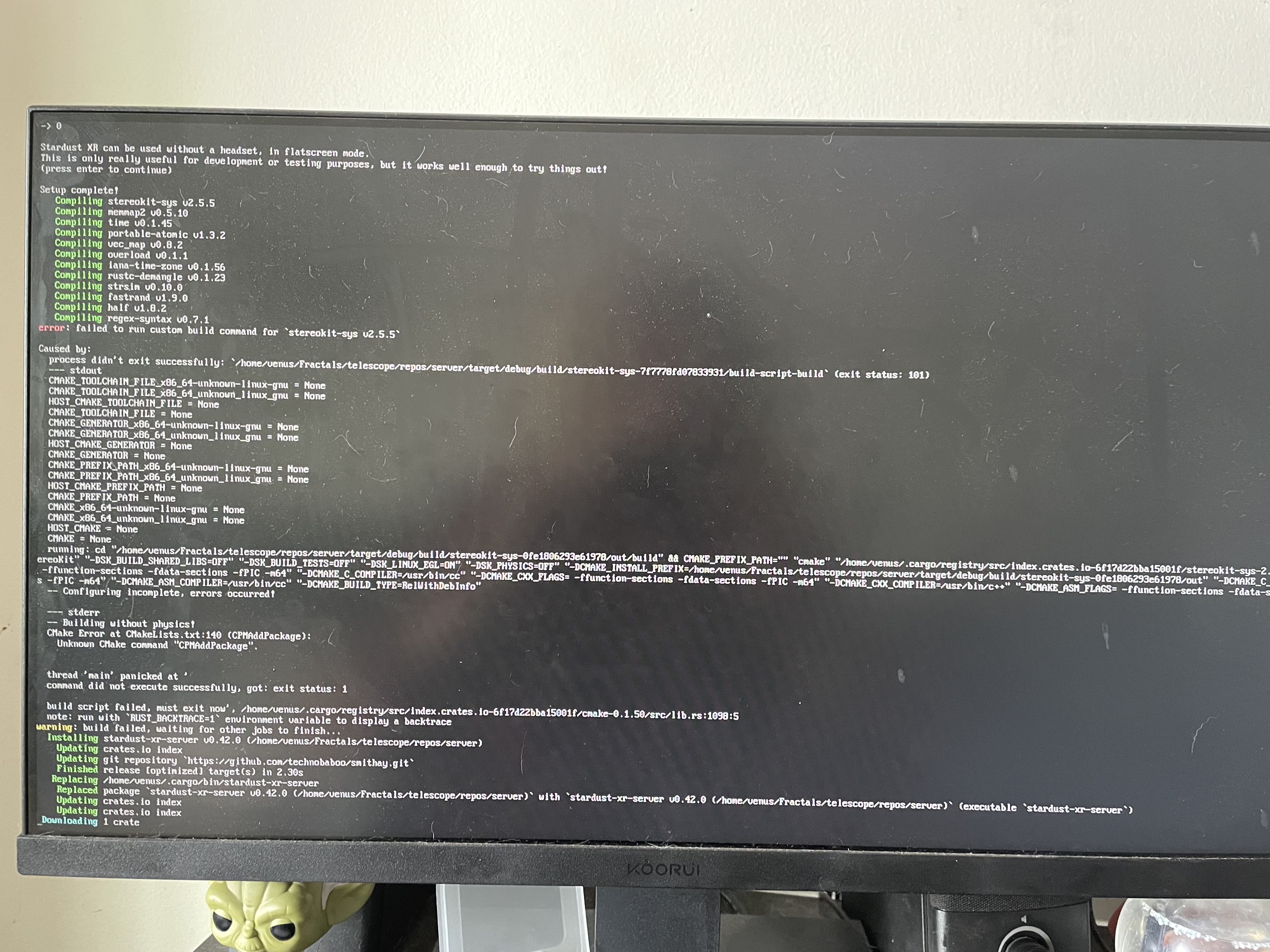 This is in Virtualbox - Stardust XR