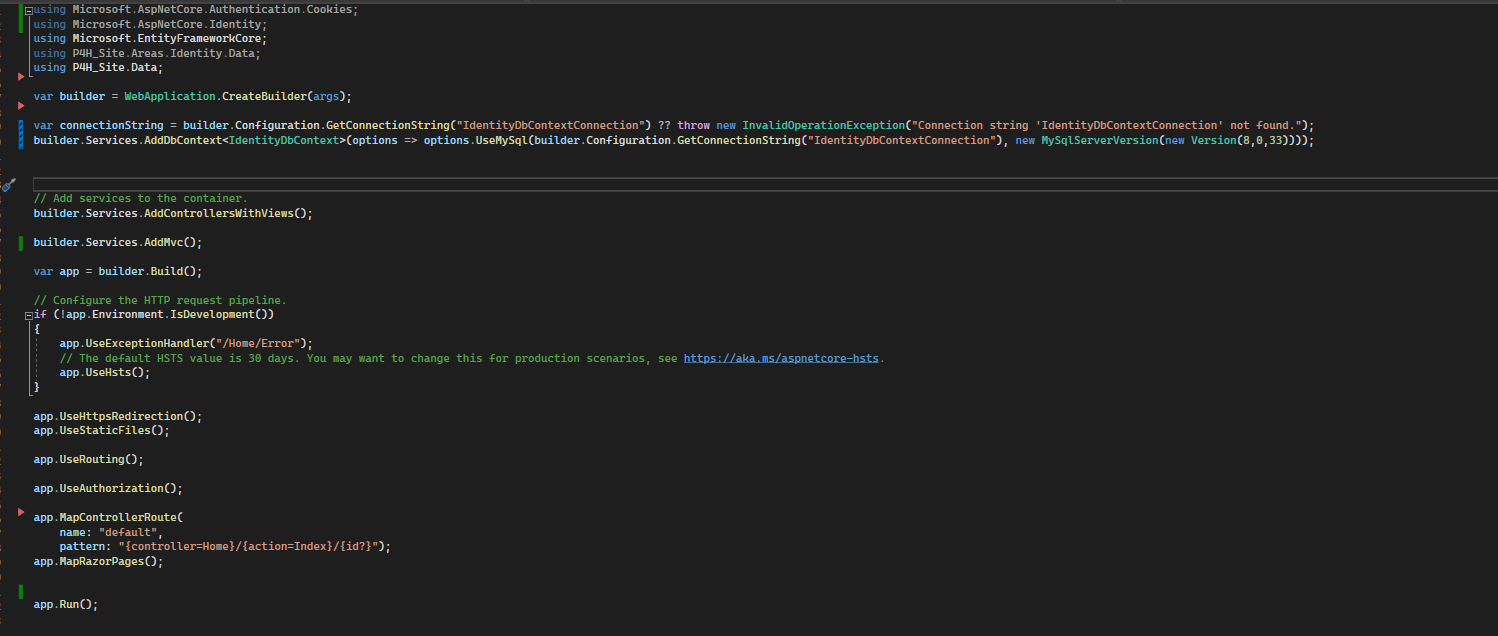 Hi guys, i have a problem after i connected my identity db with Mysql, the program doesn´t run. - C#