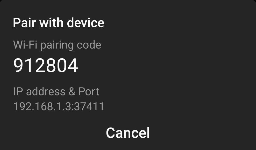 With the port on the pairing code screen - Andronix App
