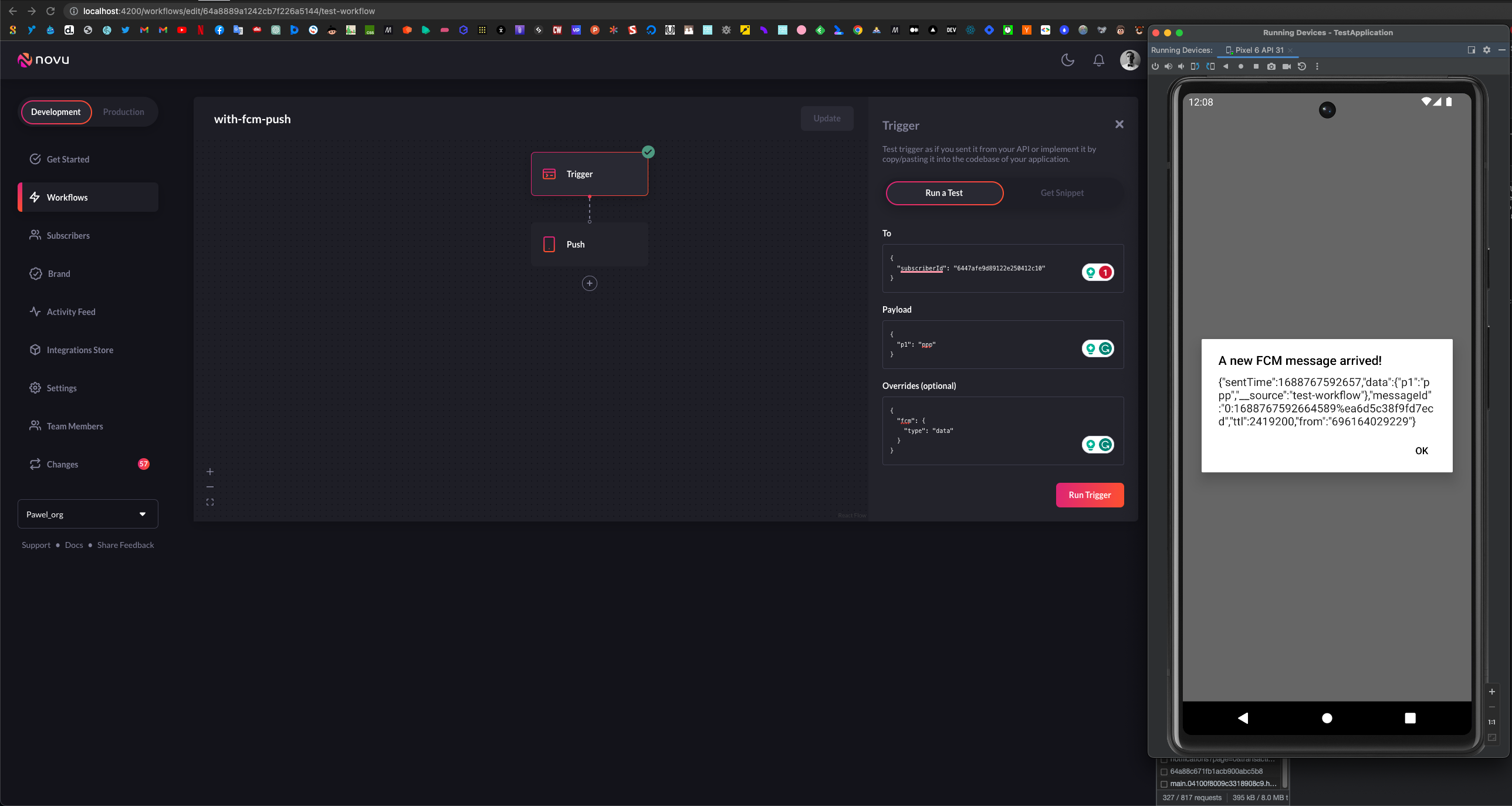 FCM Data Notification Payload - Novu