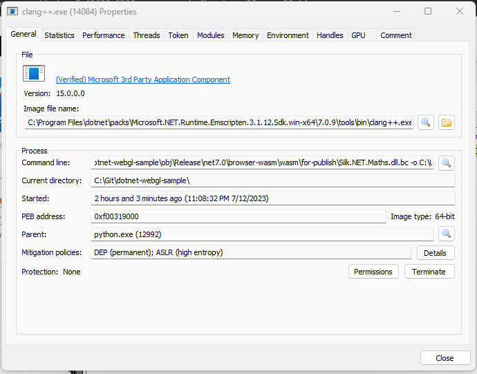 using nearly 38GB of memory to AOT just that library, and going for 2 hours - Silk.NET
