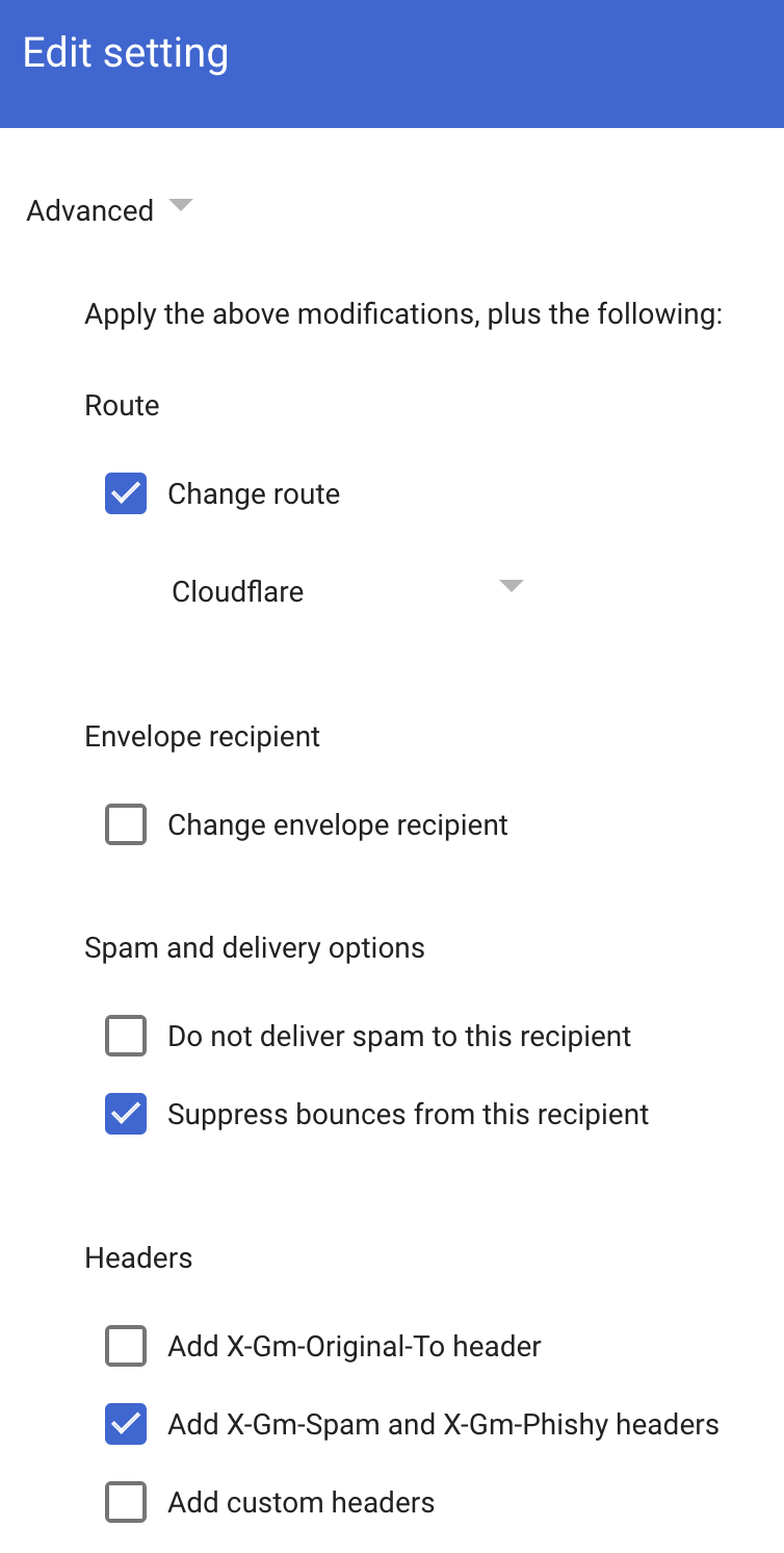 if you want to send mail to CF email routing from your main domain (on Google Workspace) for ...