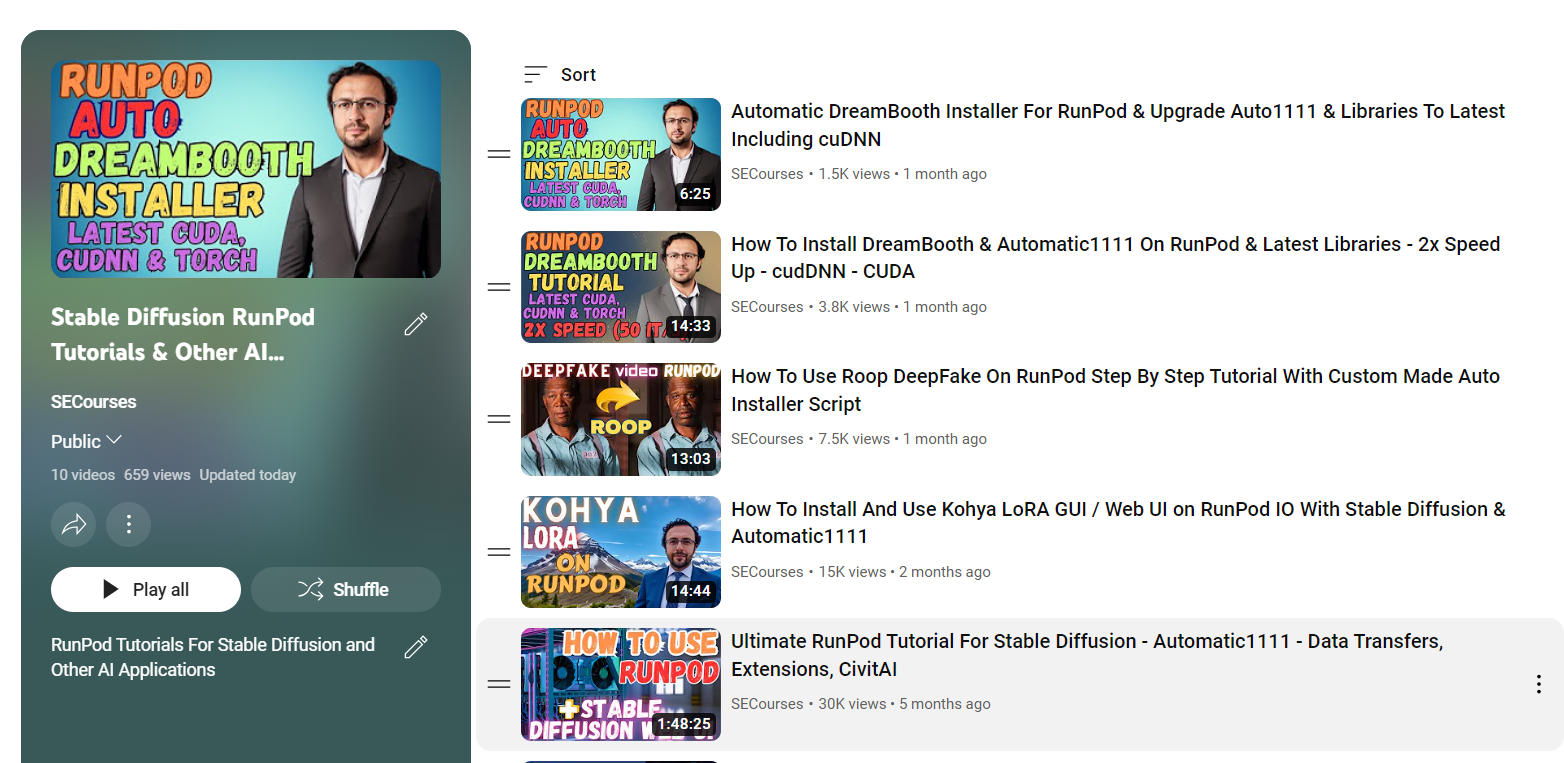 !!!How can you get the runpod tutorials? - Software Engineering Courses (SECourses)