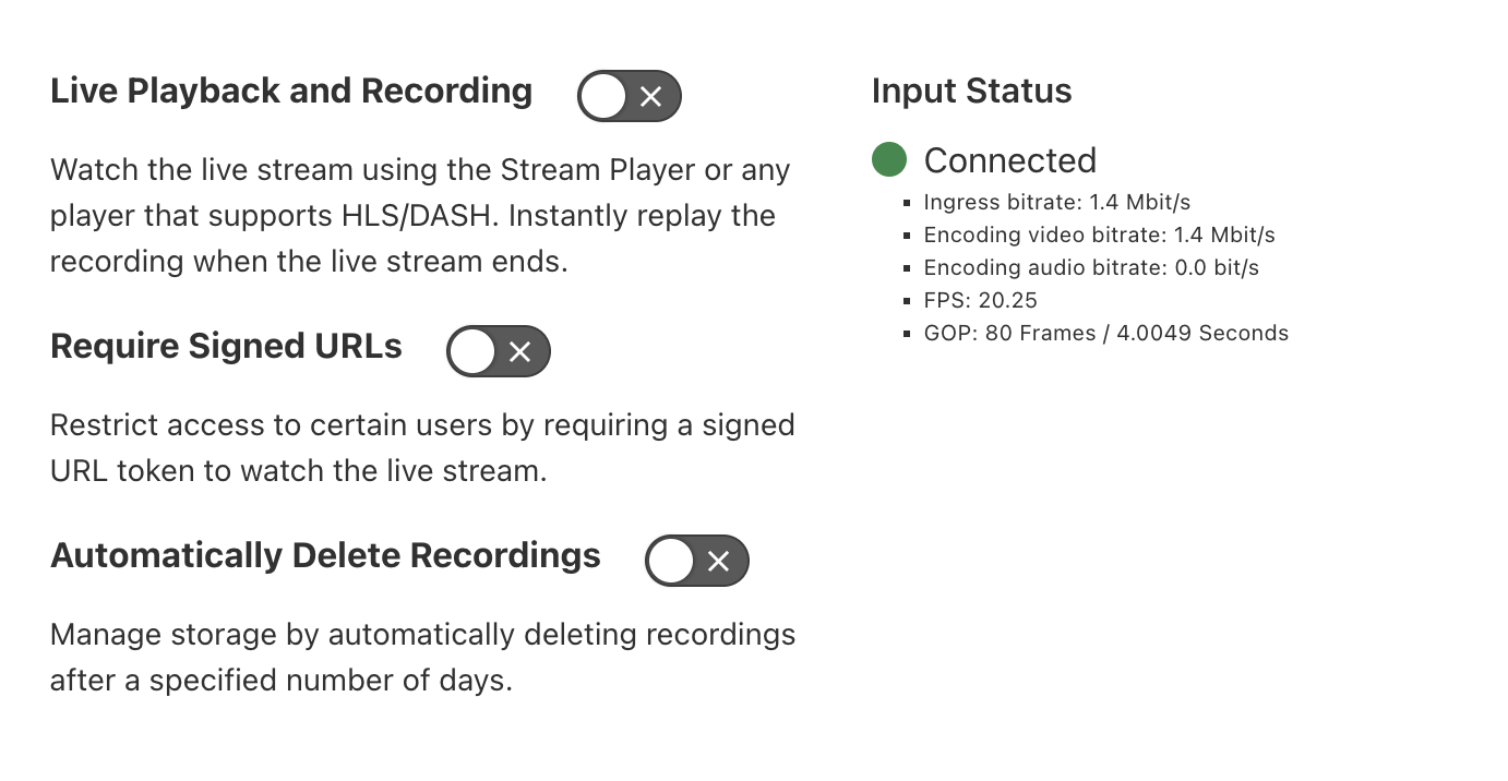 Using the Stream Player with this combination of settings results in a Steam not started yet ...