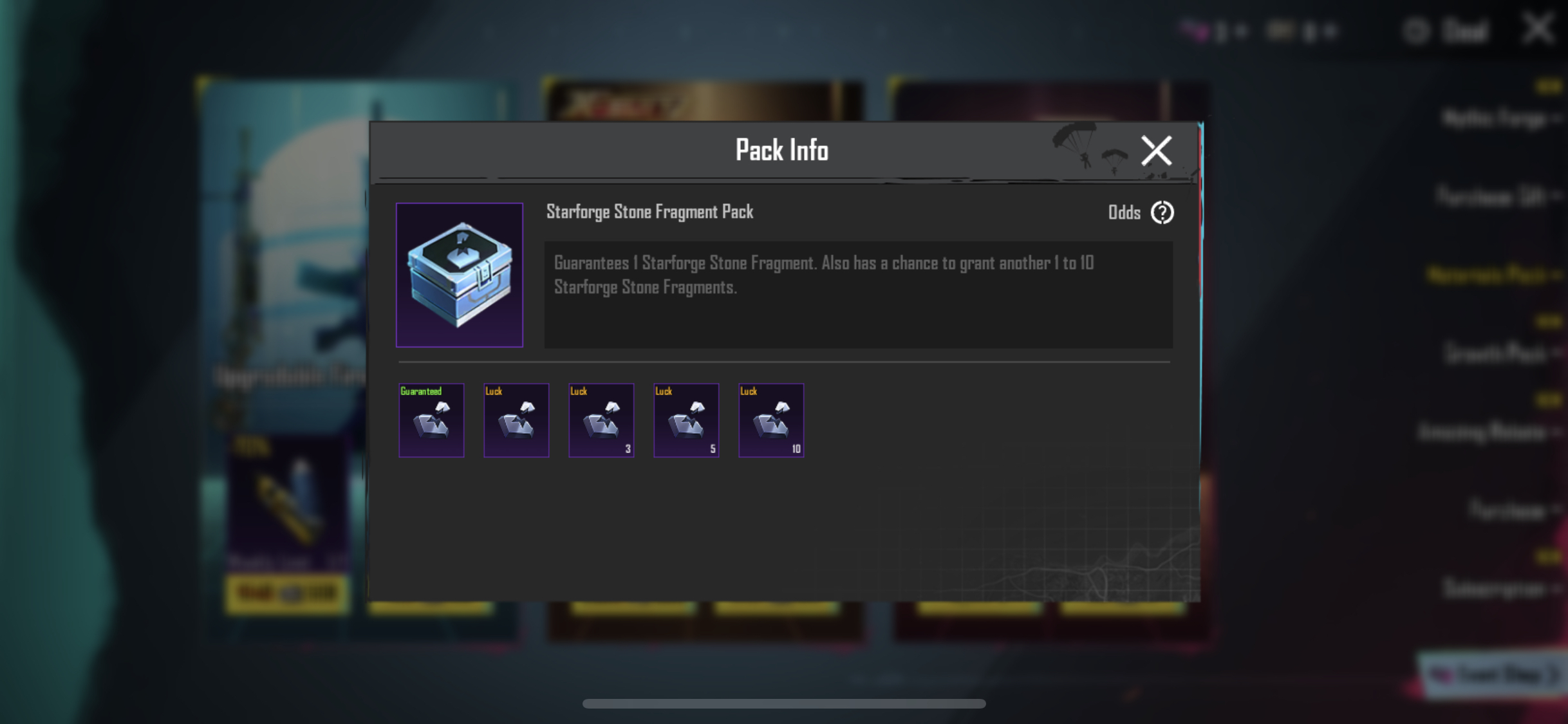 How many gold fragments are there in this 999uc pack? Is it just 1 star ...