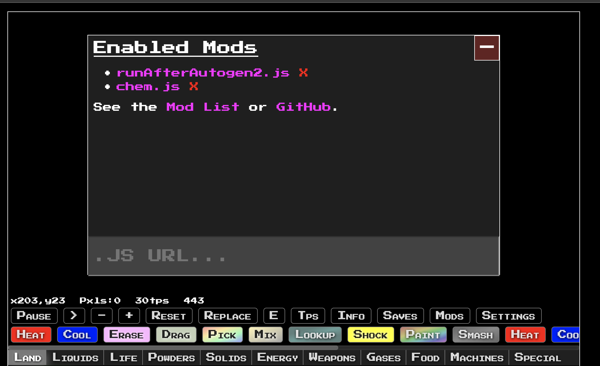 all will be subsumed by the chem.js mod - 🚨 R74n / Sandboxels