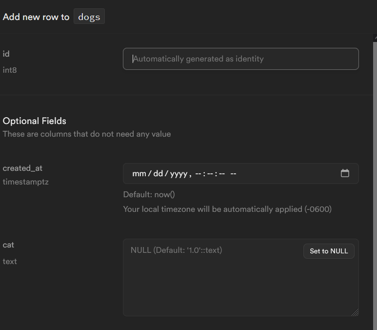 Supabase default text value is set incorrectly - Supabase