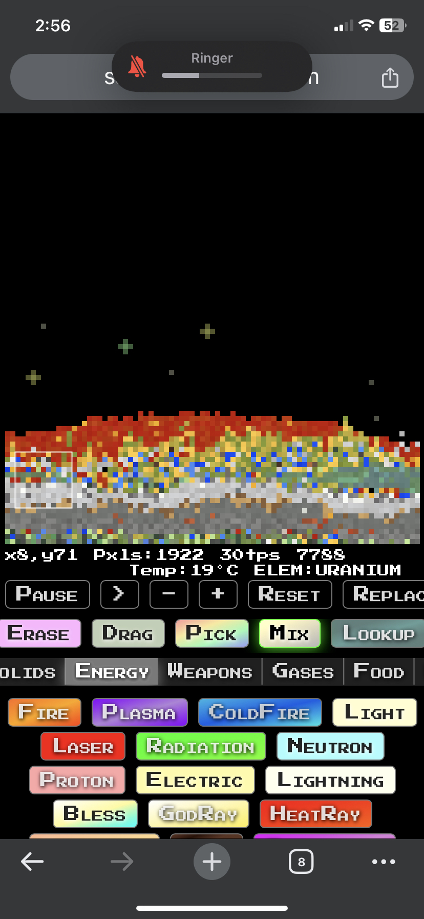 works fine for me, have you used any mods recently? - ⛄ R74n / Sandboxels