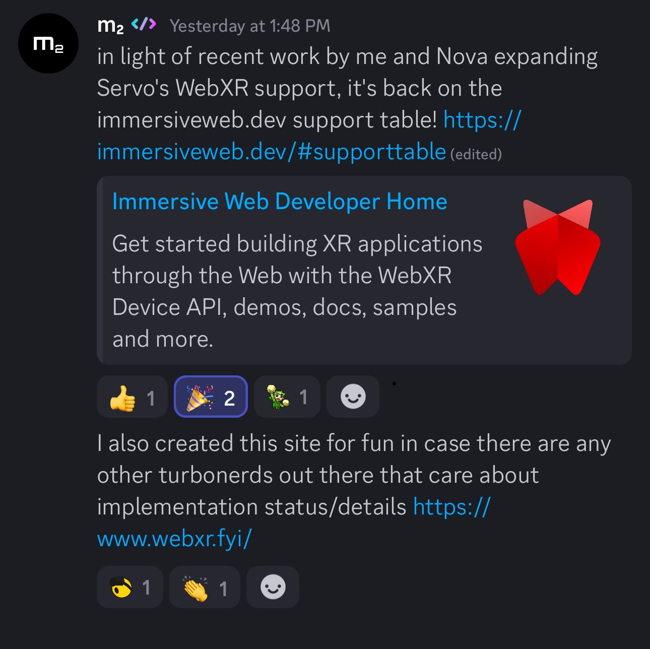 @Nova over on the immersive web server 😉 - Stardust XR