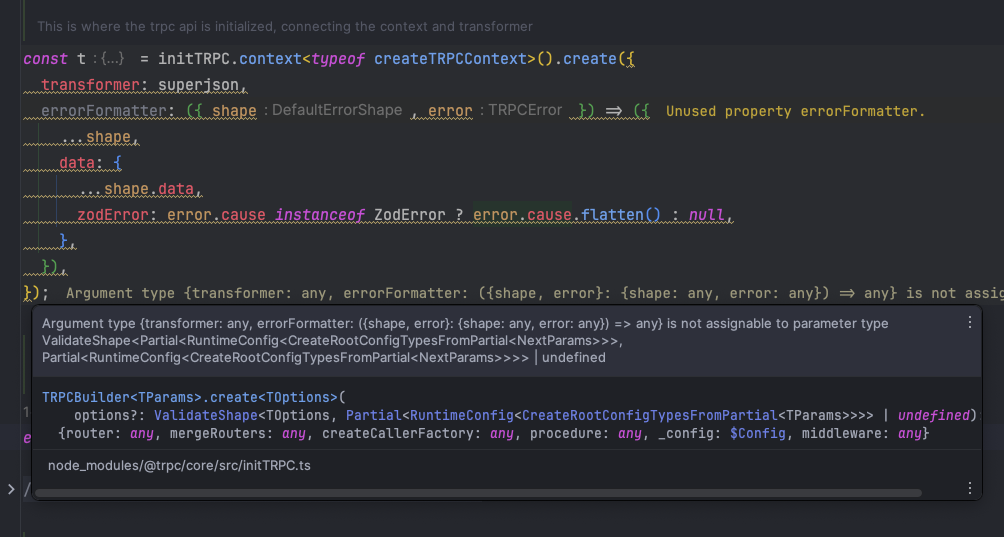 TRPC Works But Getting Unpredictable Typescript Warnings For A