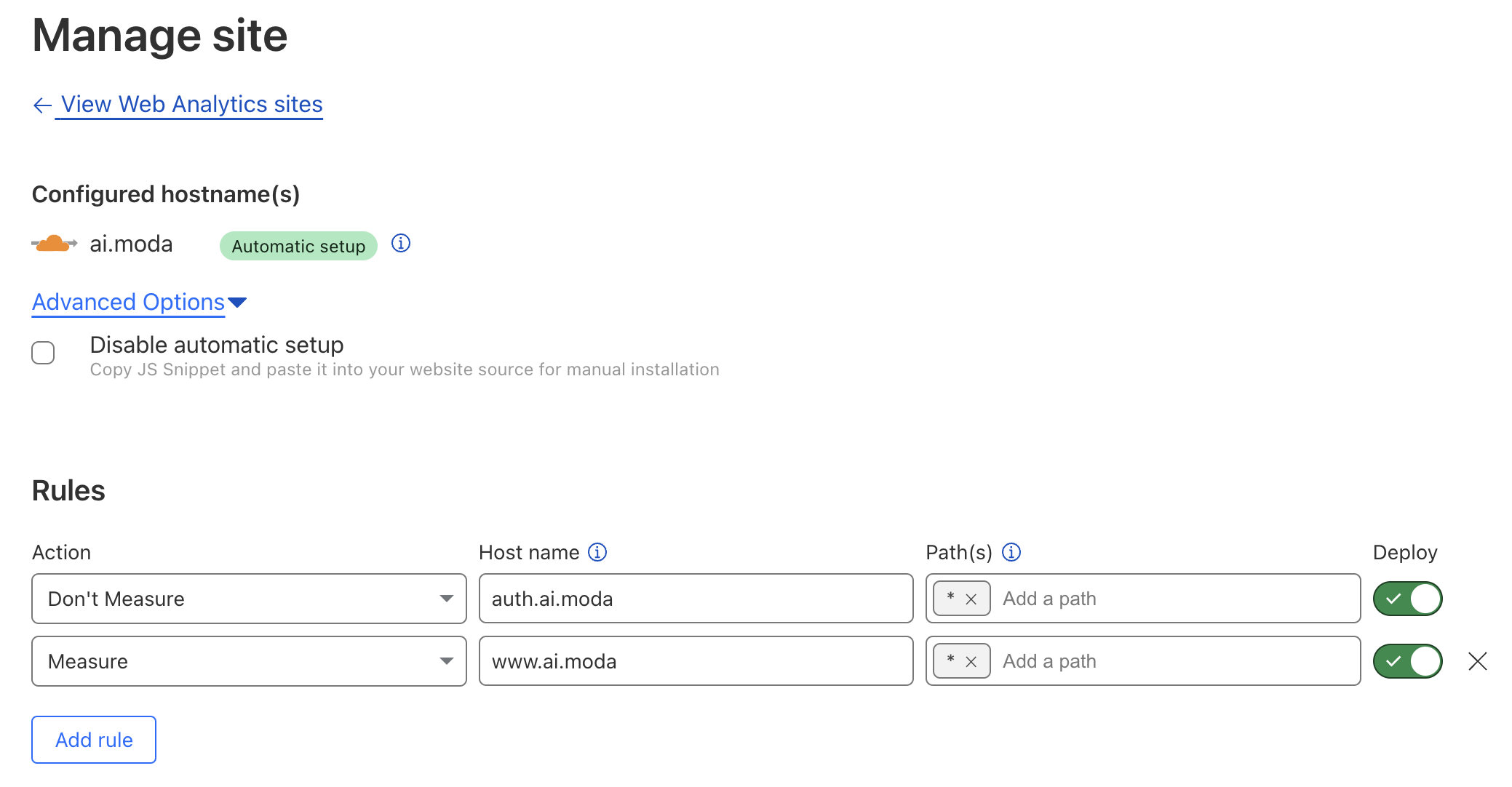curl -v "https://www.ai.moda/en/" ``` I don't see it injected - Cloudflare Developers