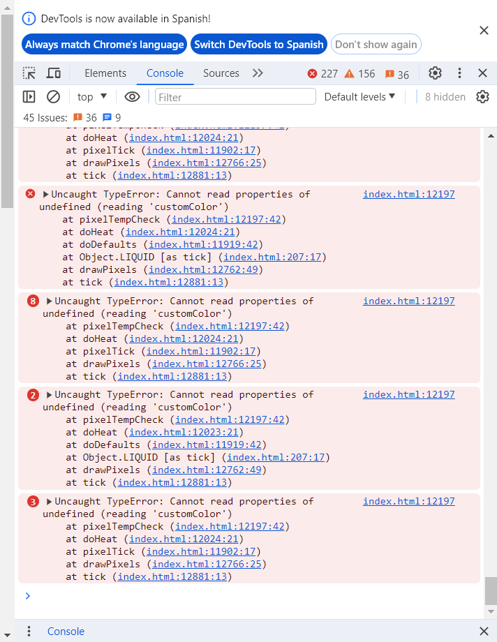 remove semicolon at end of elements - 🚨 R74n / Sandboxels