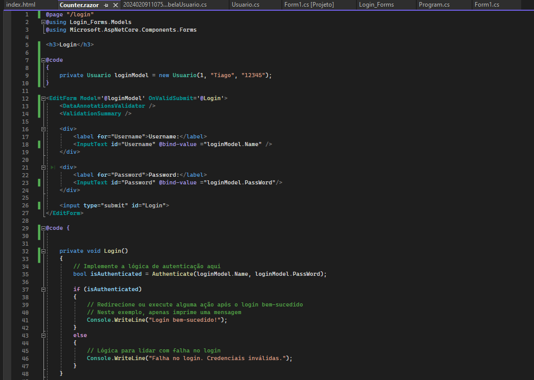 WinForms blazor login sytem - C#