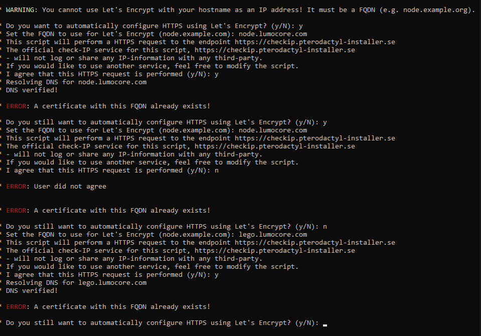 I have a problem creating a server. How can this be solved? Nodes are ...