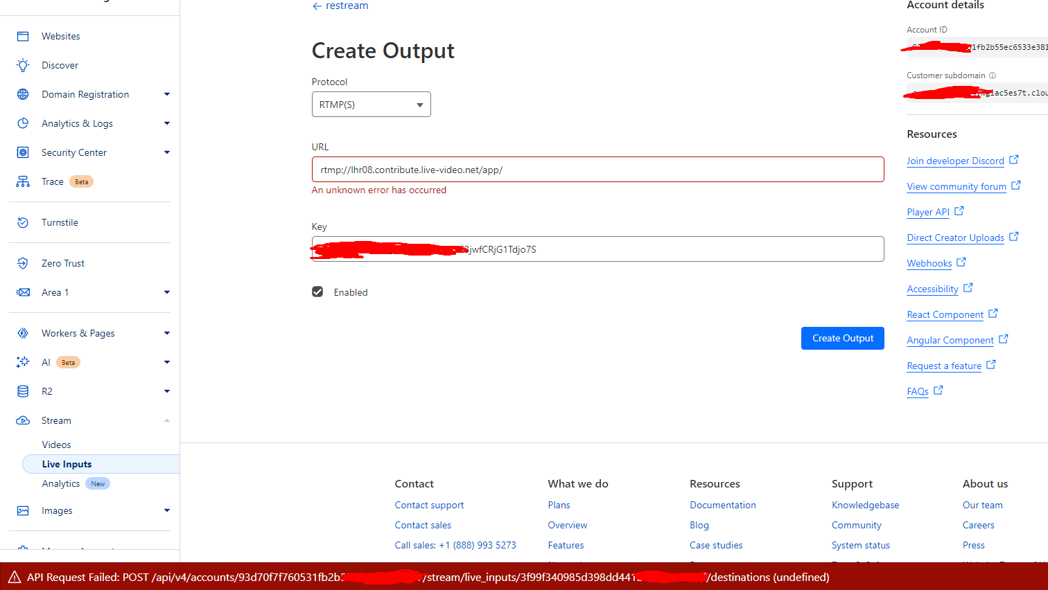Why doesn't work the stream output? Solved: for twitch use rtmp://live.twitch.tv/app ...