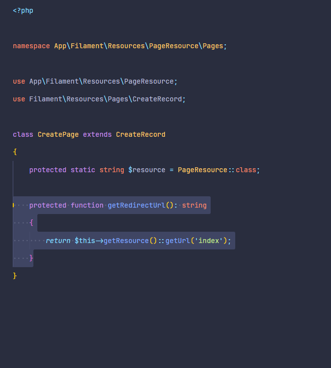 successRedirectUrl() does not work as expected - Filament