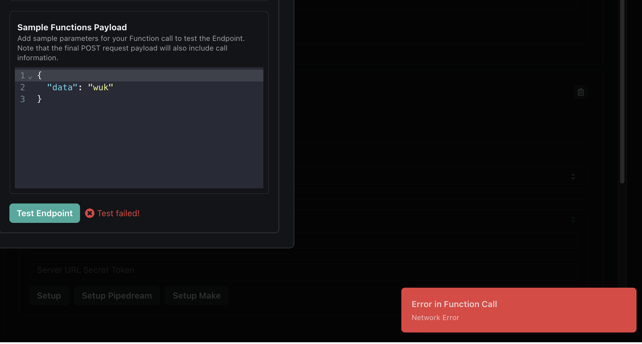 Unable to set up function calling with Zapier - VAPI