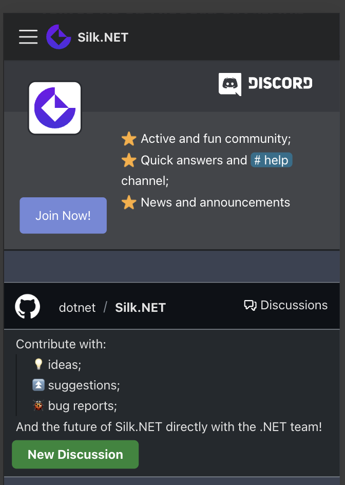 Discord widget looks a bit weird and github widgets needs some padding: - Silk.NET