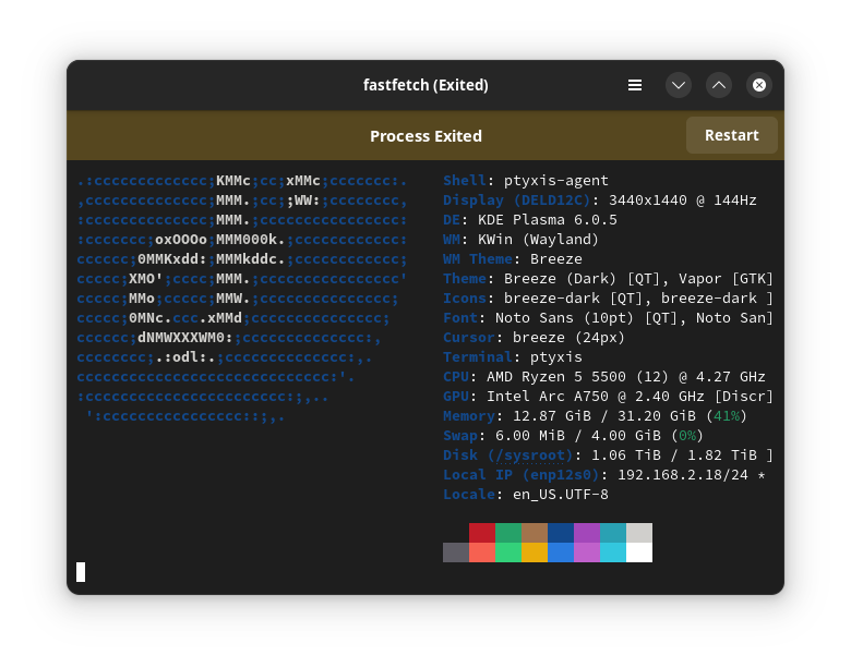 is there any way to make a shortcut in Bazzite KDE that launches ptxychciscysx with fastfetch ...