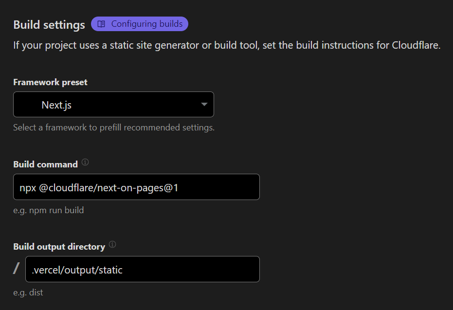 build command on cloudflare is npx next build and the output directory is /out - Cloudflare ...