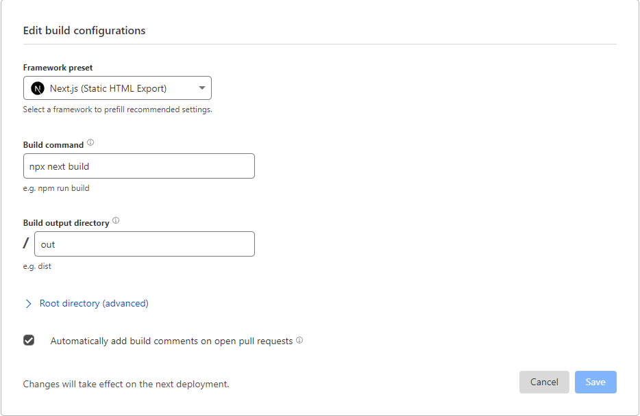 build command on cloudflare is npx next build and the output directory ...