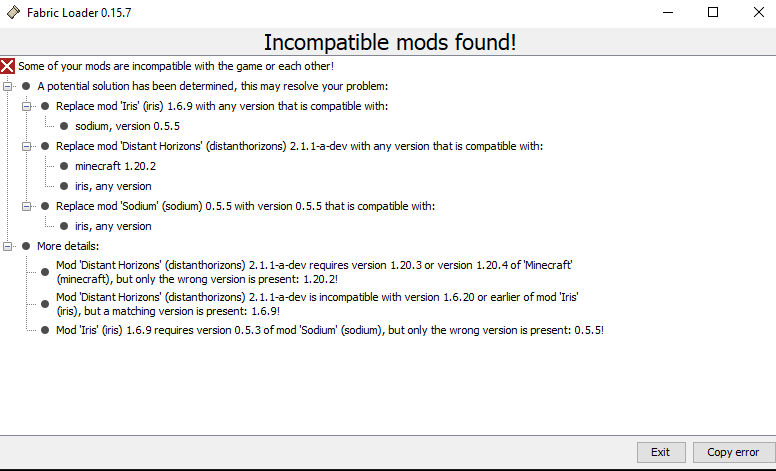 incompatible mods - Distant Horizons