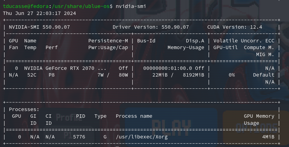 launch a game, alt tab into terminal, check if it's running on nvidia gpu with "nvidia-smi ...
