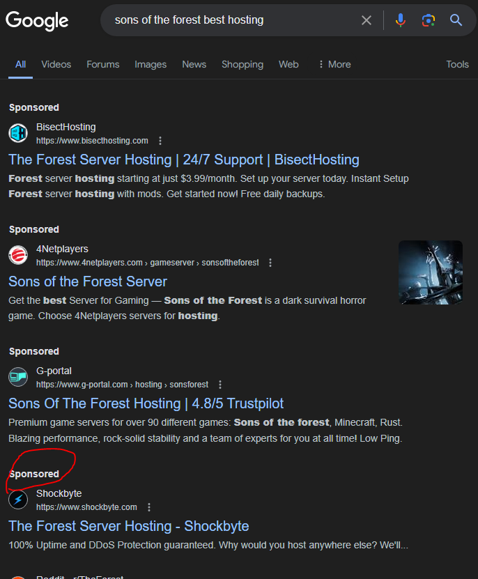 he means dedicated server hosting - Sons Of | The Forest