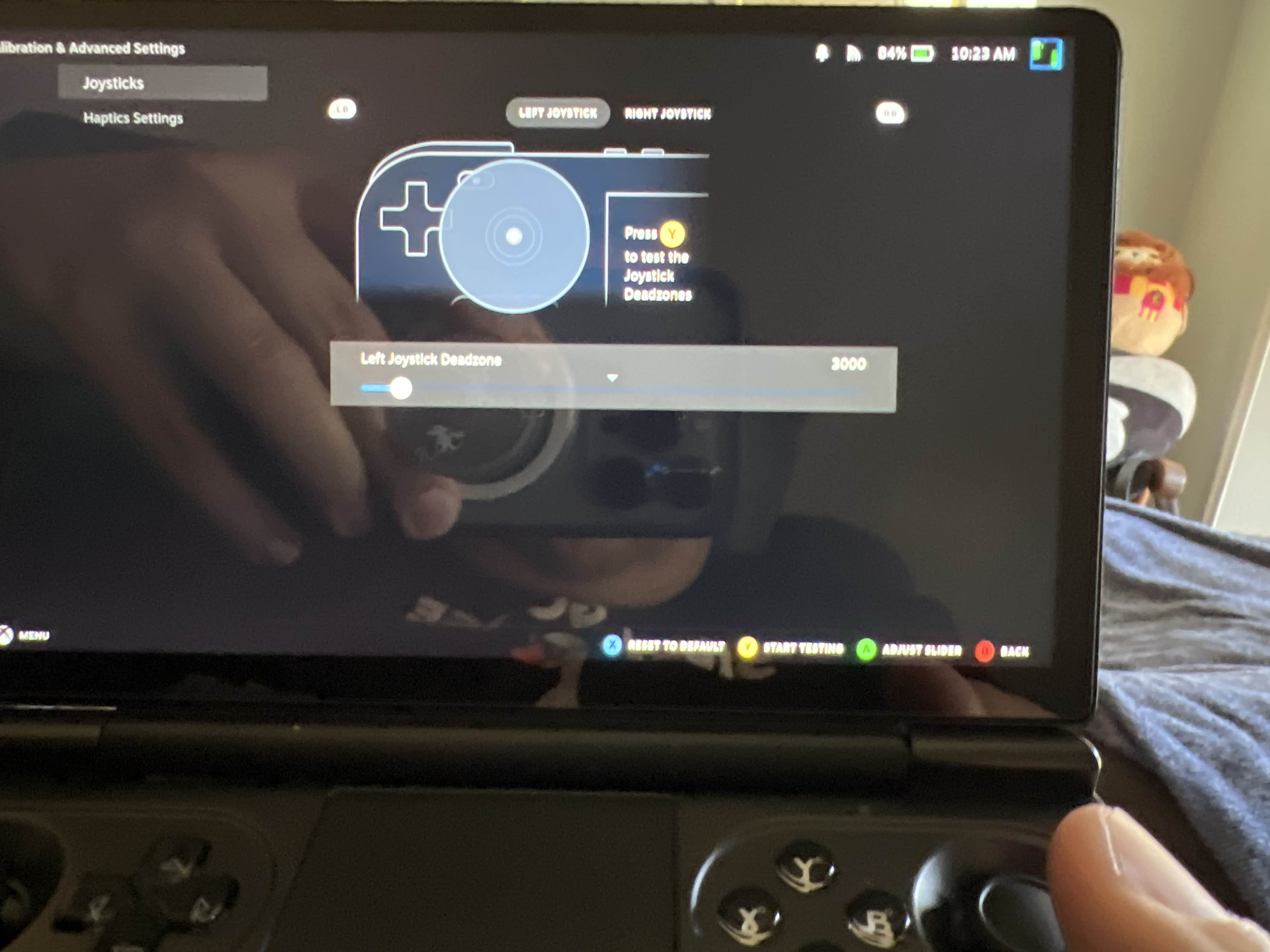 controller settings > joysticks > dead zones - Universal Blue