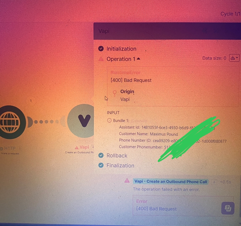 400 bad request - VAPI