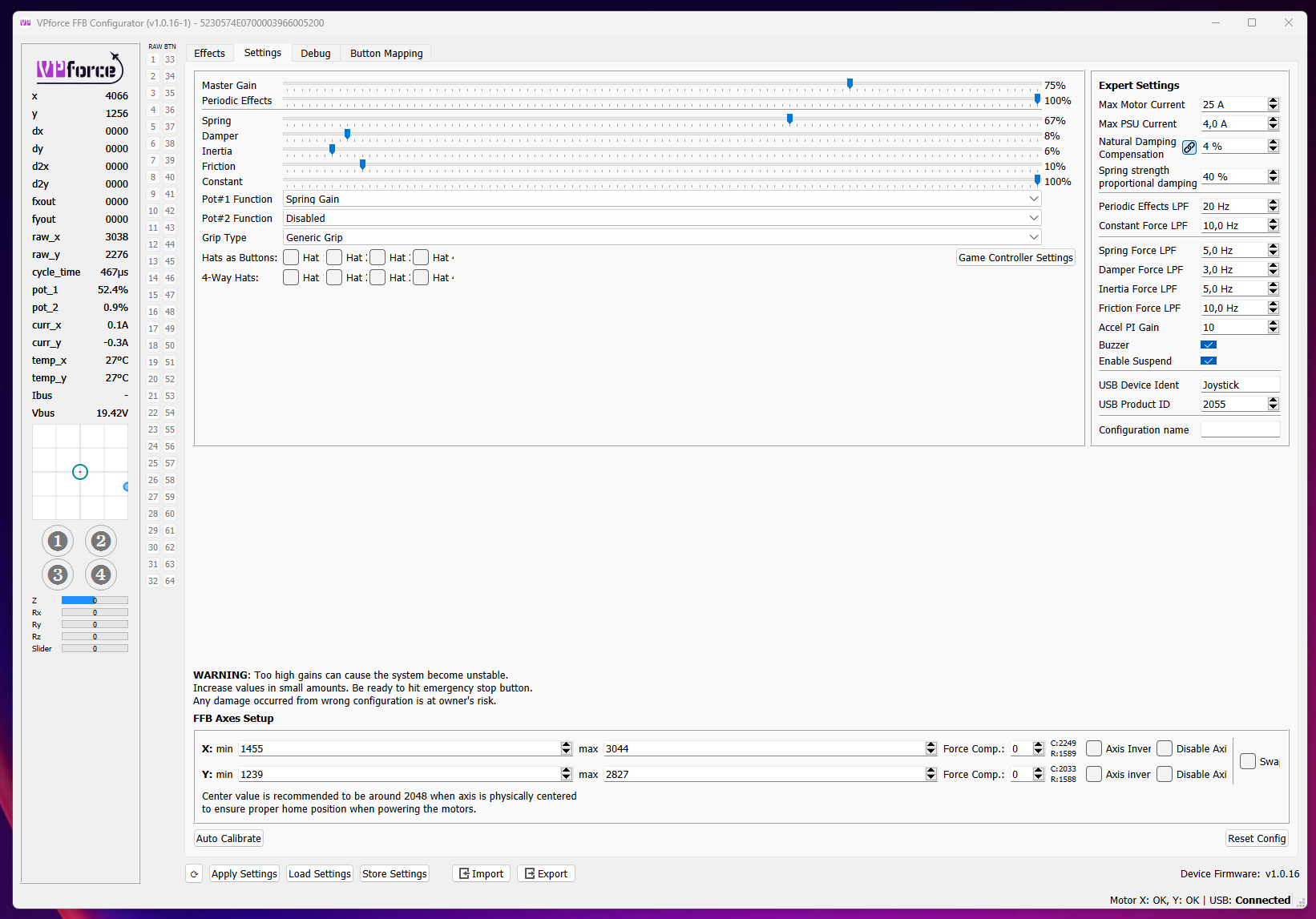 But i cannot adjust the 15% of master spring gain when adaptive ...