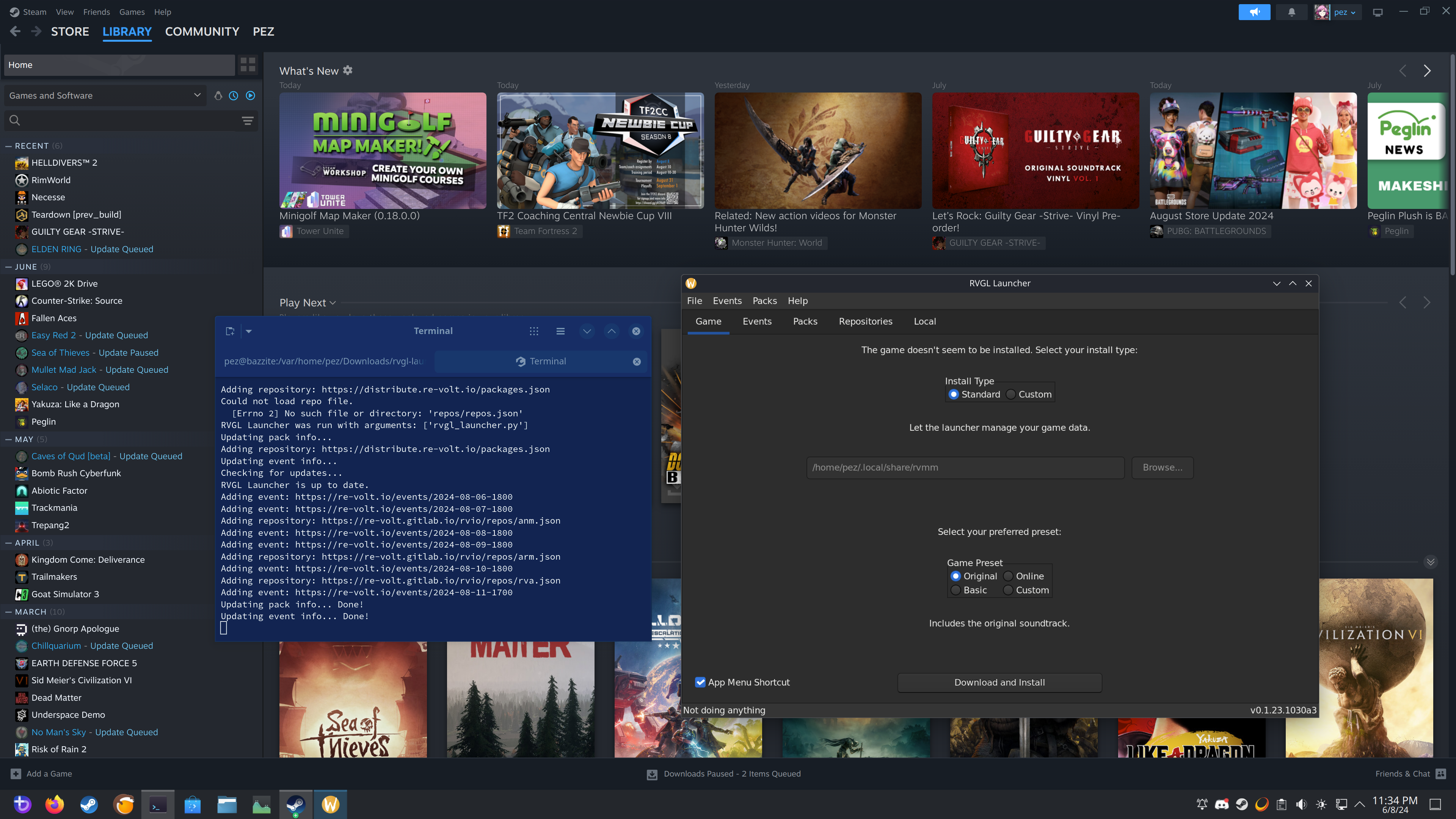 And now I have a RVGL launcher with proper mod management on Bazzite there - Universal Blue