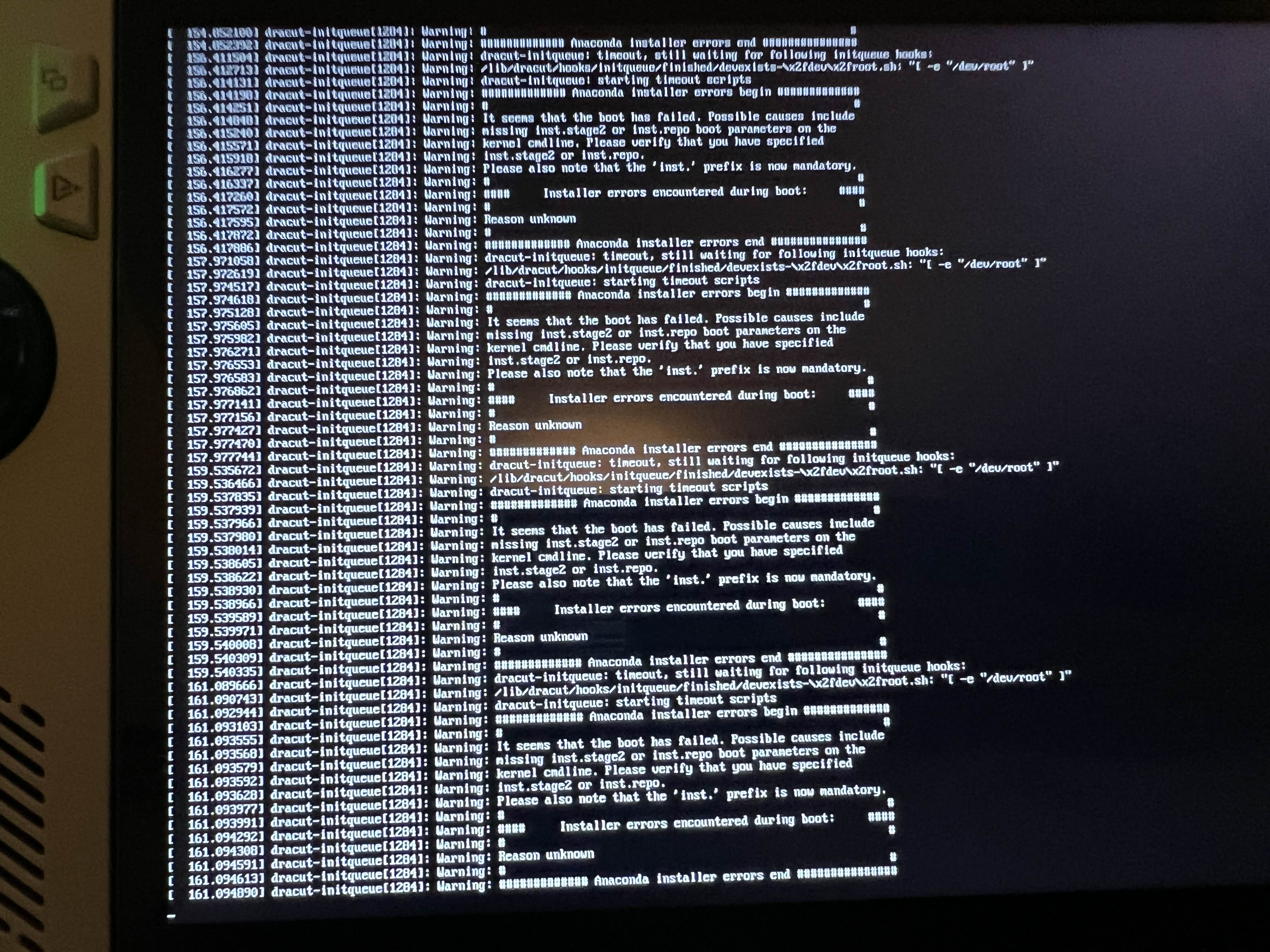 "The command 'ostree container image deploy --sysroot=/mnt/sysimage --image=/run/install/repo ...