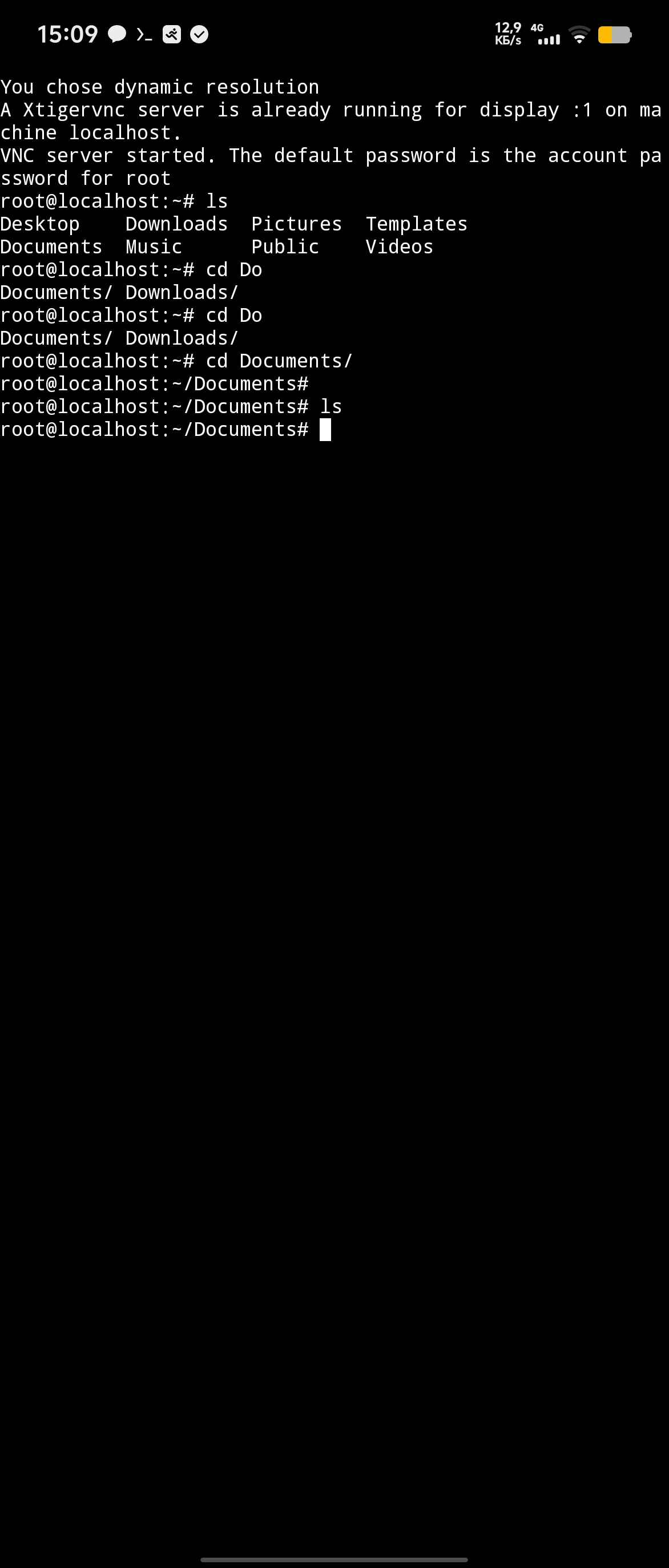 Hello, can't connect by realvnc to localhost. Only "Connecting" and nothing appears - Andronix App