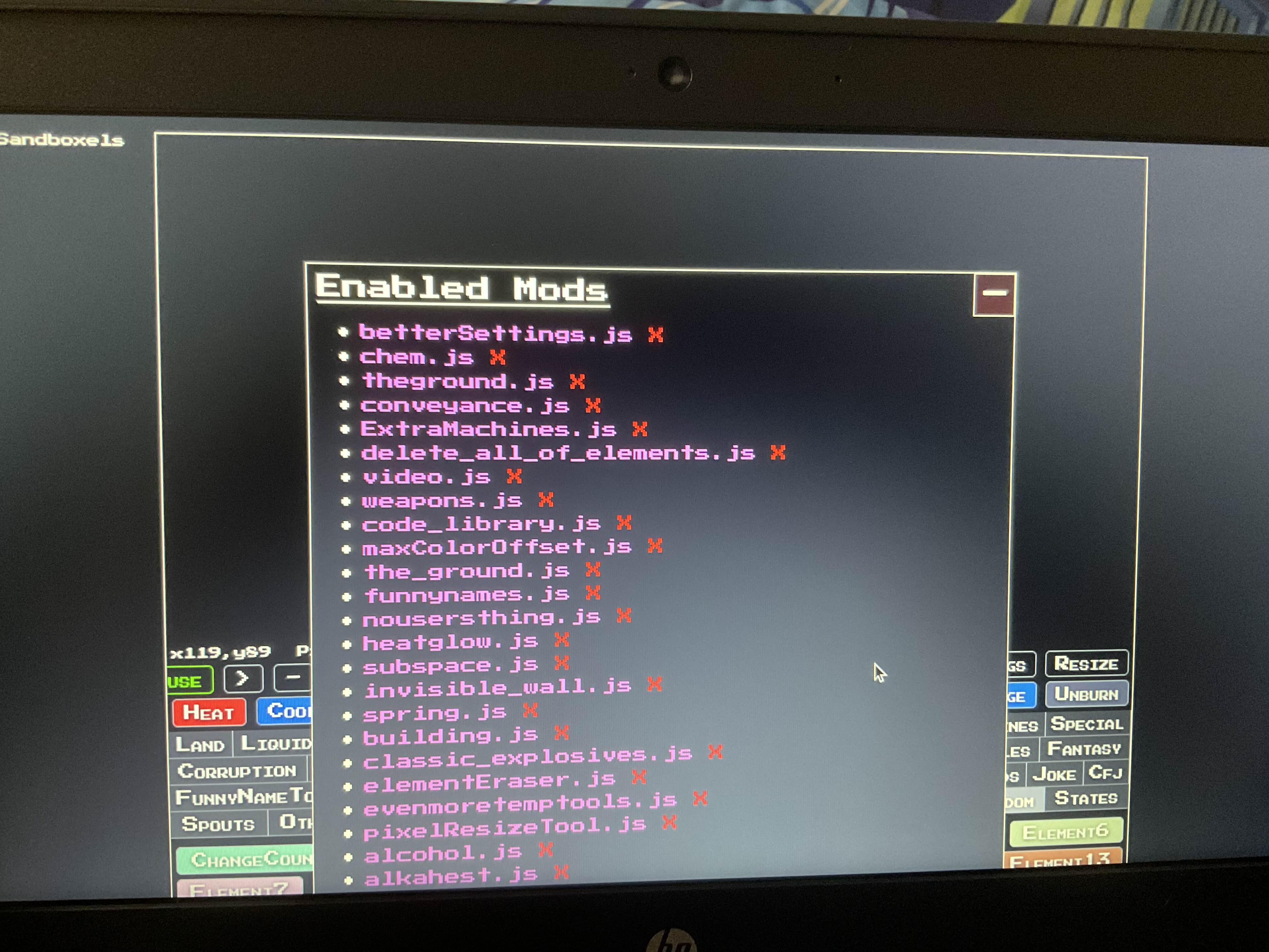 I have every single mod on my school chromebook so I wont get bored☠️ - ⛄ R74n / Sandboxels