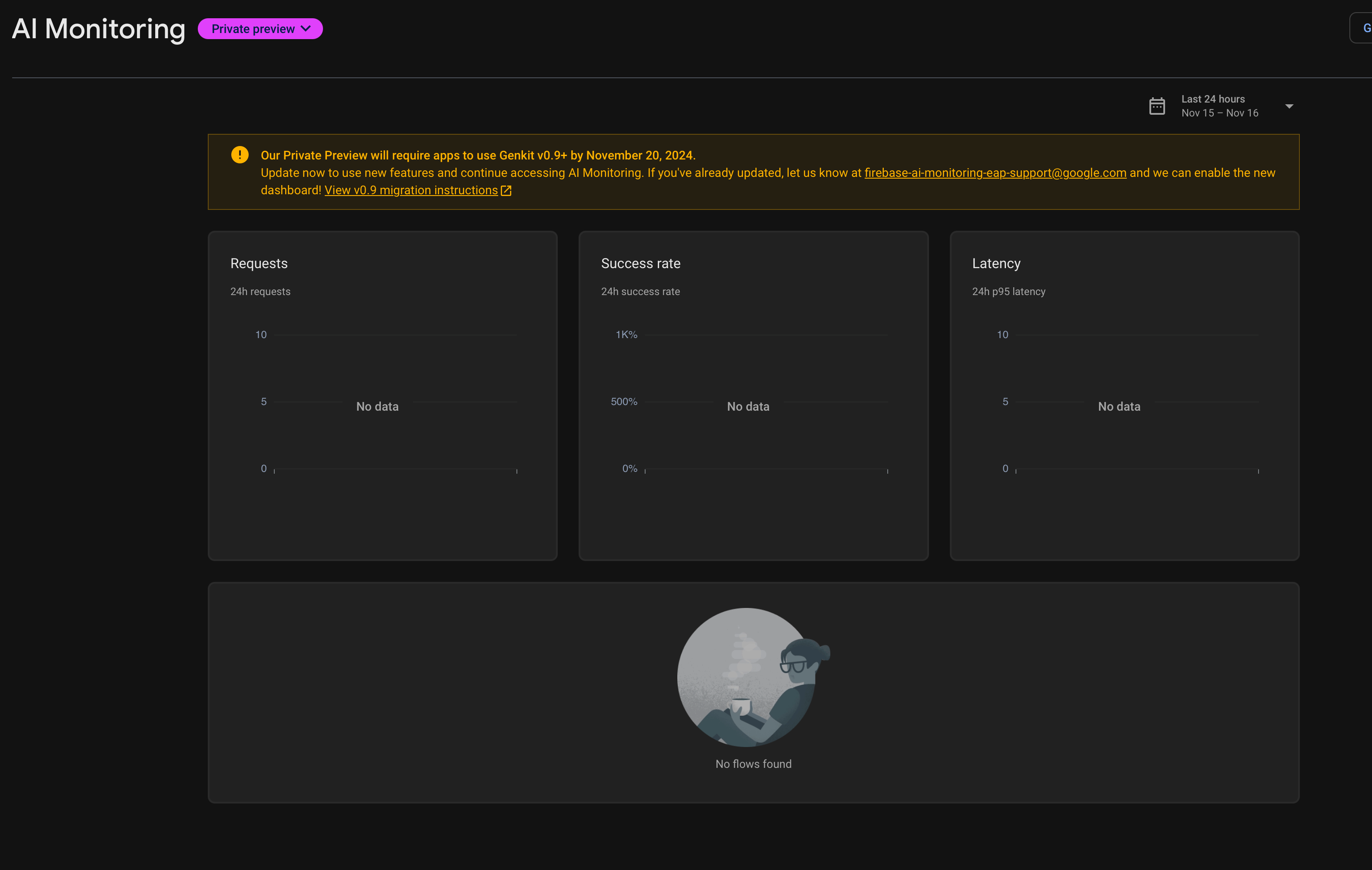 Monitoring dashboard - Genkit
