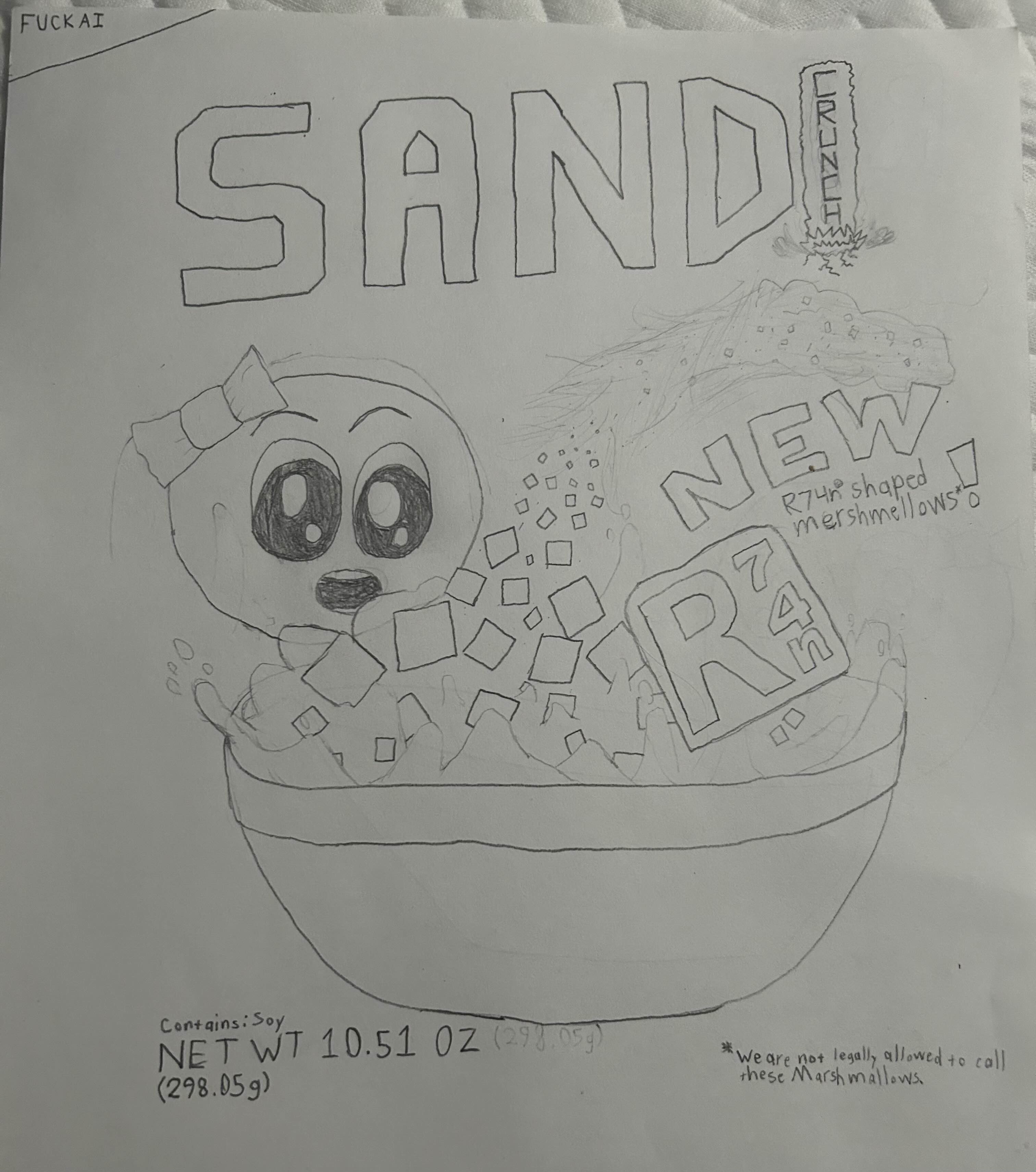 Product: Sand Crunch Cereal Image: Prototype design for front of box ...