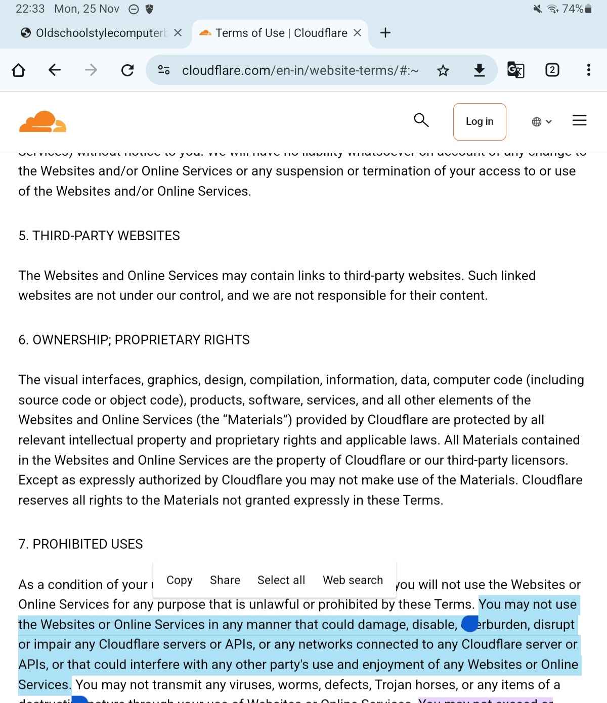 I mean there should not be the same content on a website made with cloudflare and you redirect ...