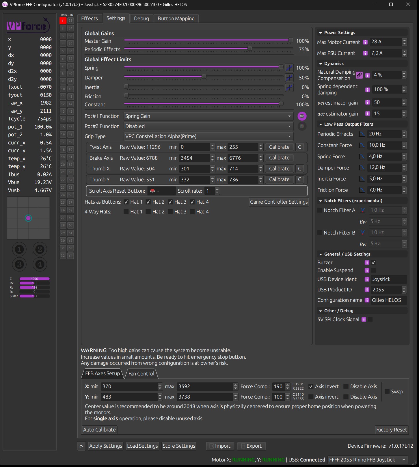 here's my settings page. I launch MSFS - VPforce Controls