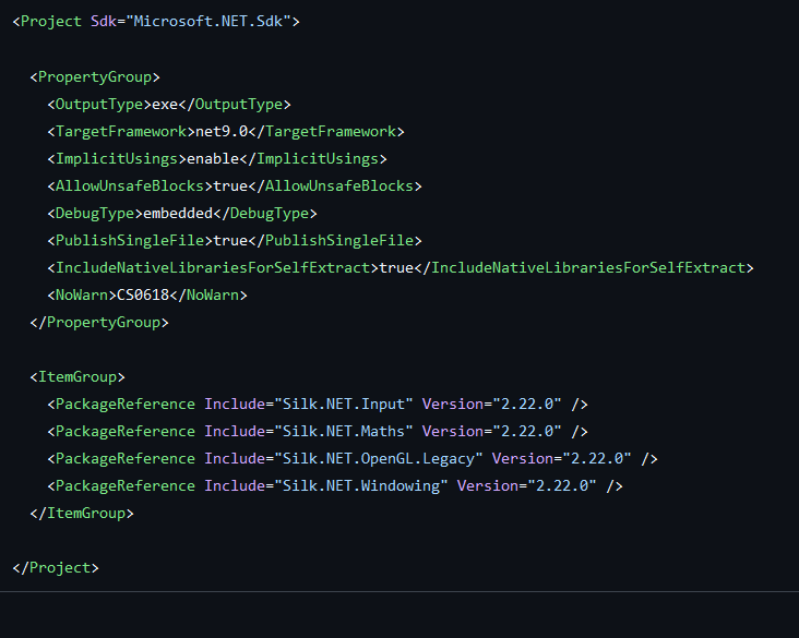 and are you using PublishAot/PublishSingleFile at all - Silk.NET
