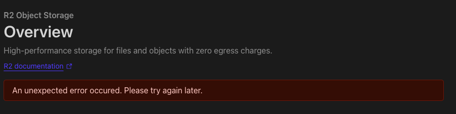 When Trying To Load My R2 Dashboard Im Getting An Unexpected Error Occured Please Try Again