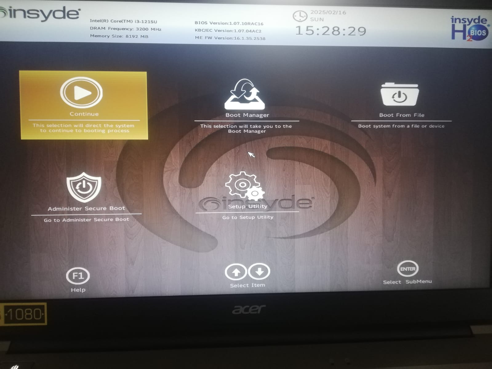 van9003 surce boot problem and i am using insydeh2o BIOS not save ...