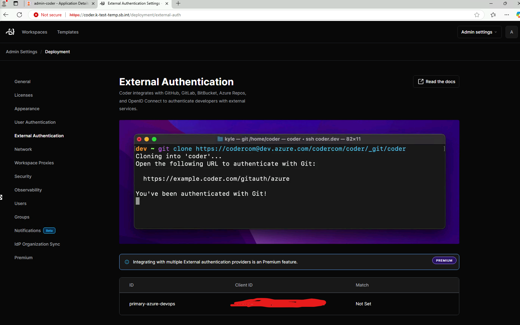 Entra ID Authentification for coder - Coder.com