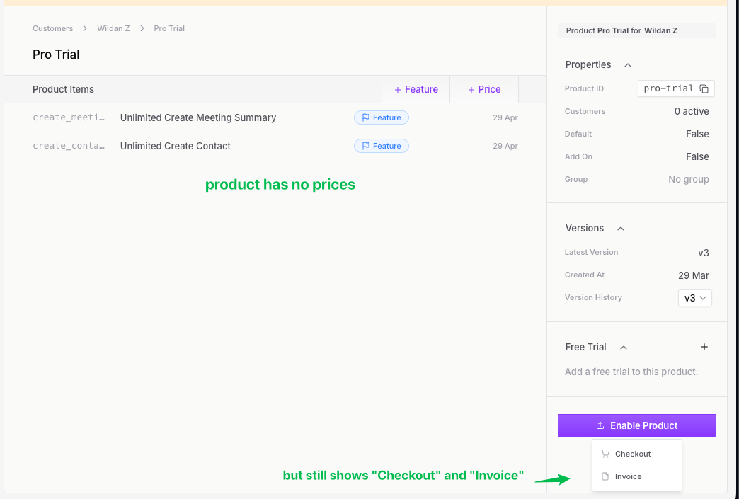 Hey all! My "Pro Trial" product has no - Autumn