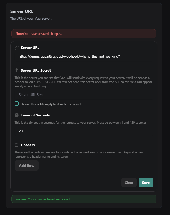 Org Setting Server URL not changeable??? - VAPI